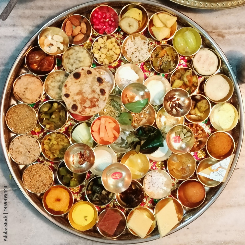 Chhappan bhog for lord Krishna Stock Photo | Adobe Stock