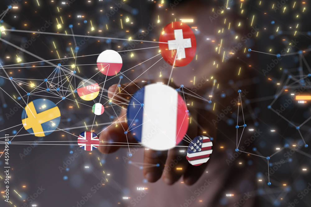 World map with all states and their flags Stock Photo | Adobe Stock