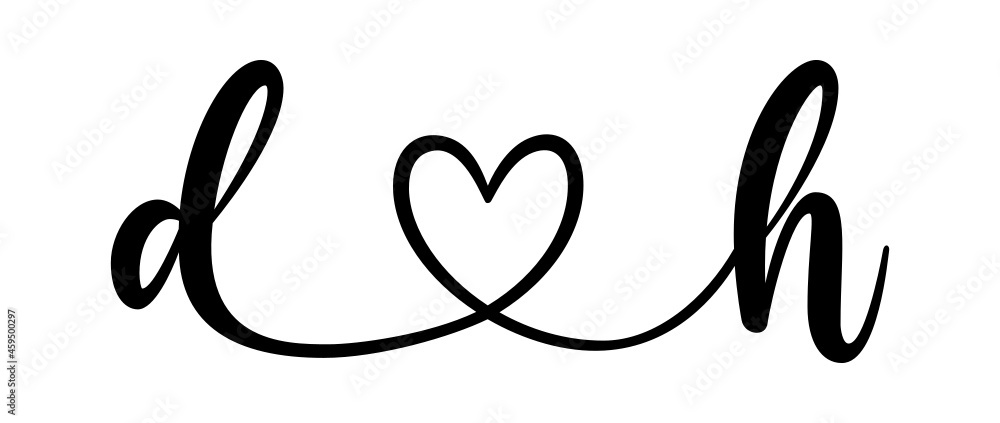 dh, hd, letters with heart Monogram, monogram wedding logo. Love icon ...