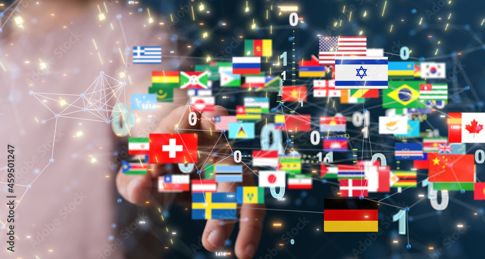 World map with all states and their flags Stock Photo | Adobe Stock
