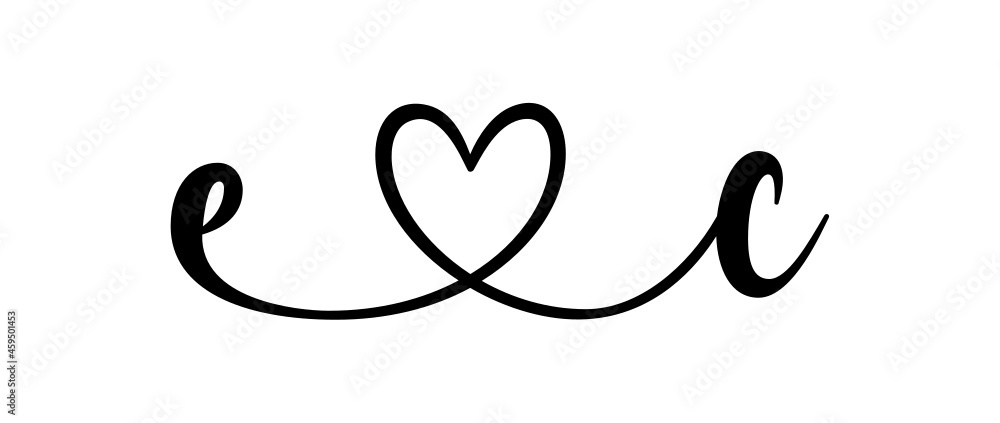 ec, ce, letters with heart Monogram, monogram wedding logo. Love icon ...