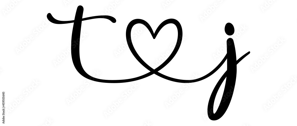 tj, jt, letters with heart Monogram, monogram wedding logo. Love icon ...