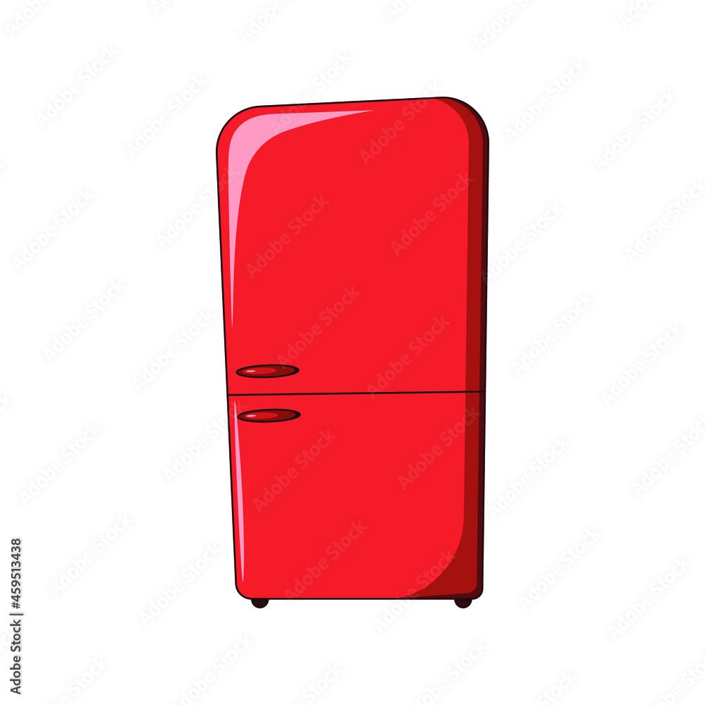 vector cartoon illustration of red retro fridge Stock Vector | Adobe Stock