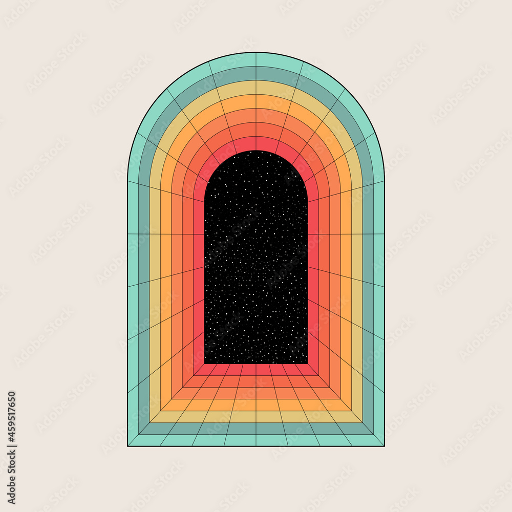 Retro design element. Vintage colorful arc with place for your text or ...