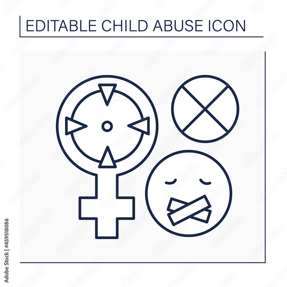 Sexual abuse line icon. Prohibition to talk about sexual violence. Rape ...