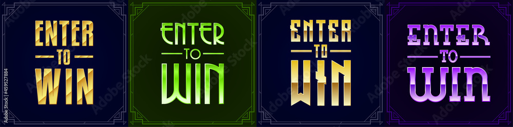 Big Set of Enter to Win Signs. Vector Sign, Win Prize, Win in Lottery ...