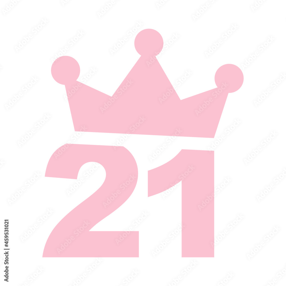 Vector illustration of 21st birthday party pink clip art icon - Number ...