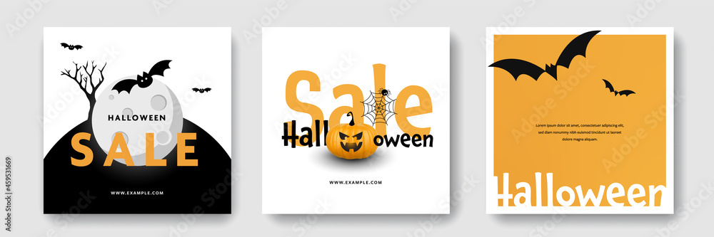 scary halloween social media post with black and orange accent ...