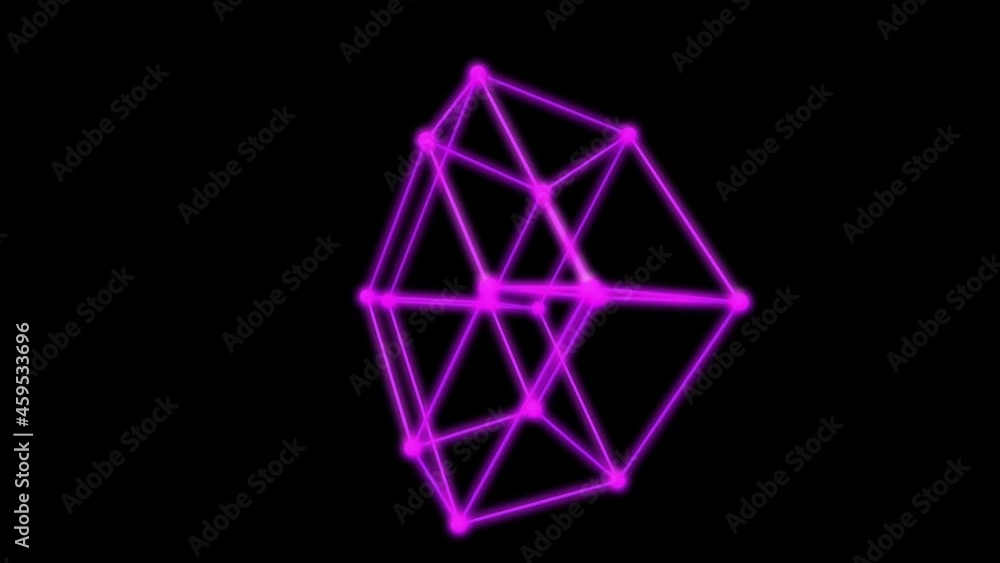3d loop animation of the tesseract model. Hypercube on a black ...