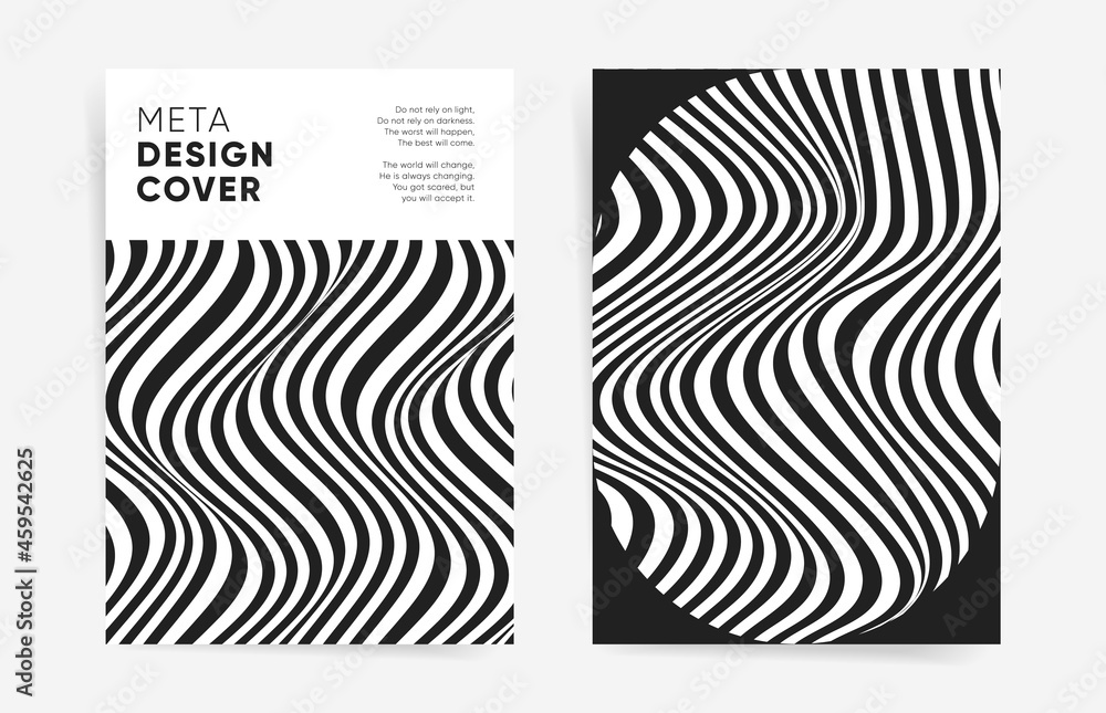 Wavy lines geometric cover design template. Vector A4 vertical ...