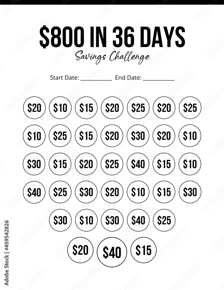 800 Save Money Challenge, savings tracker, money challenge, save money ...