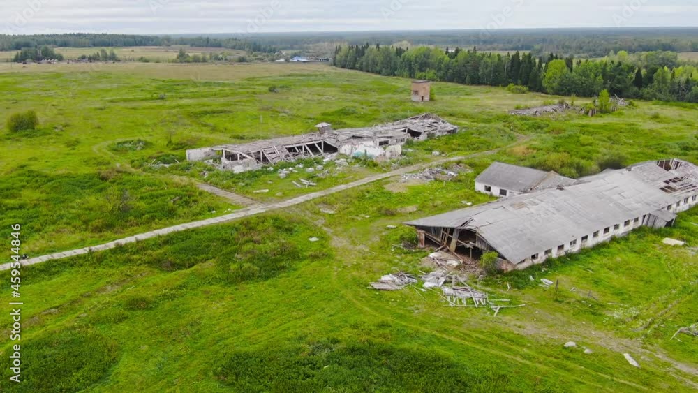 Two destroyed farm buildings - the result of the extinction of villages ...