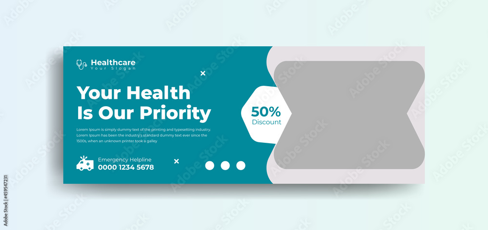 Medical healthcare facebook cover web banner template, social media ...