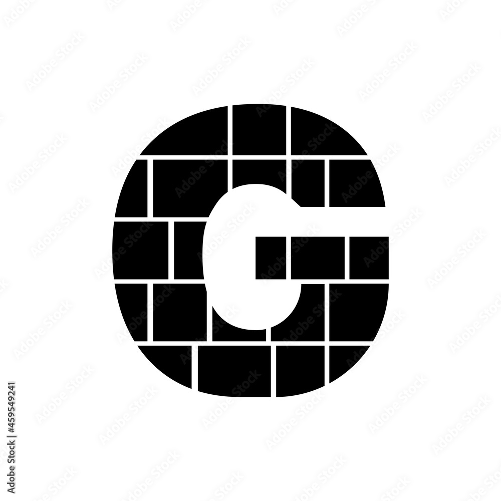 Letter G mask area. Alphabet-letter photo collage frames template ...