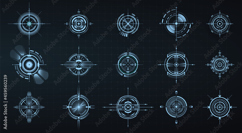 Modern aiming system. Futuristic optical aim focus, circular weapon ...