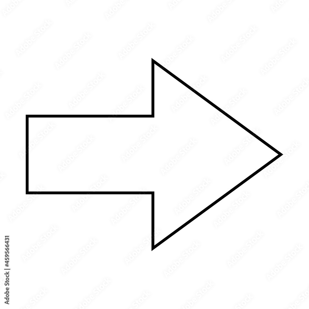 Arrow shape symbol vector icon outline stroke for creative graphic ...