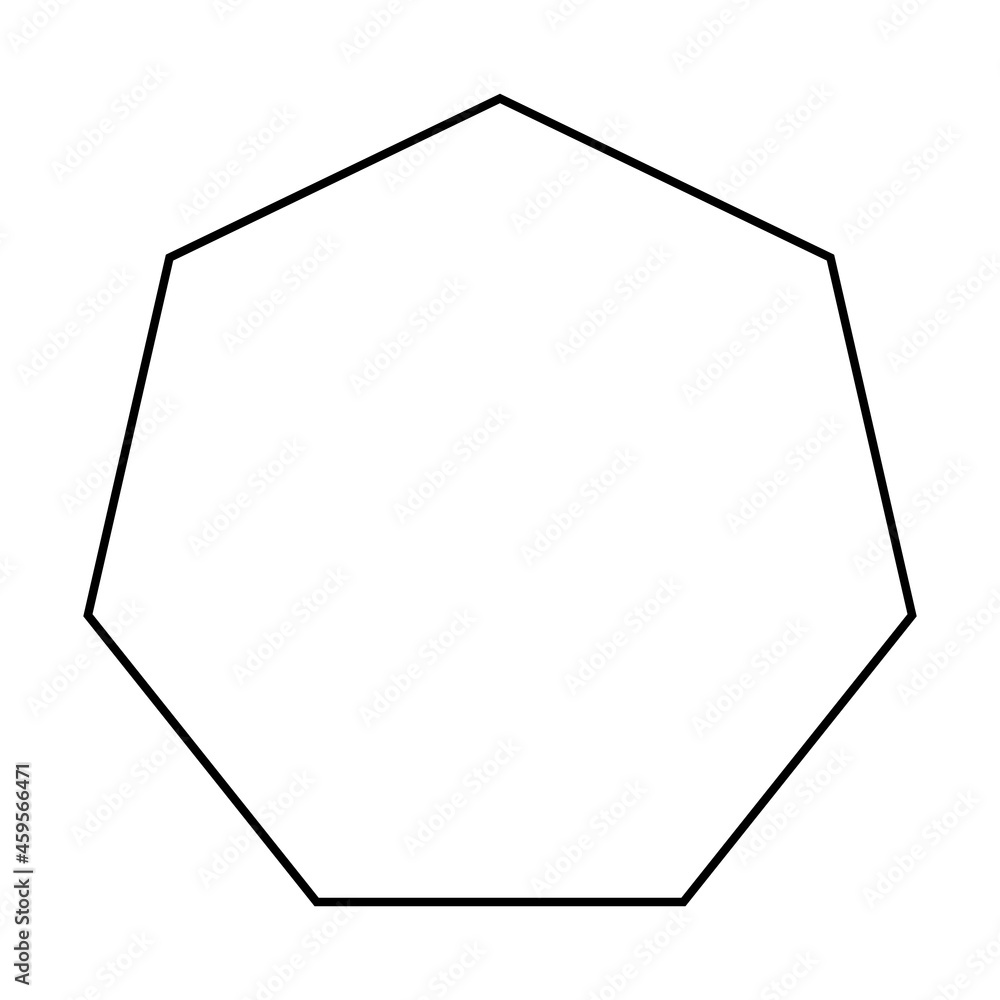 Heptagon shape symbol vector icon outline stroke for creative graphic ...