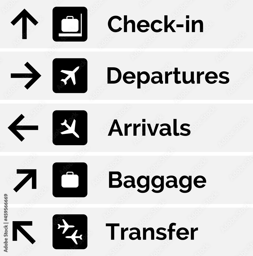 Airport sign departure arrival travel icon. Vector airport board ...