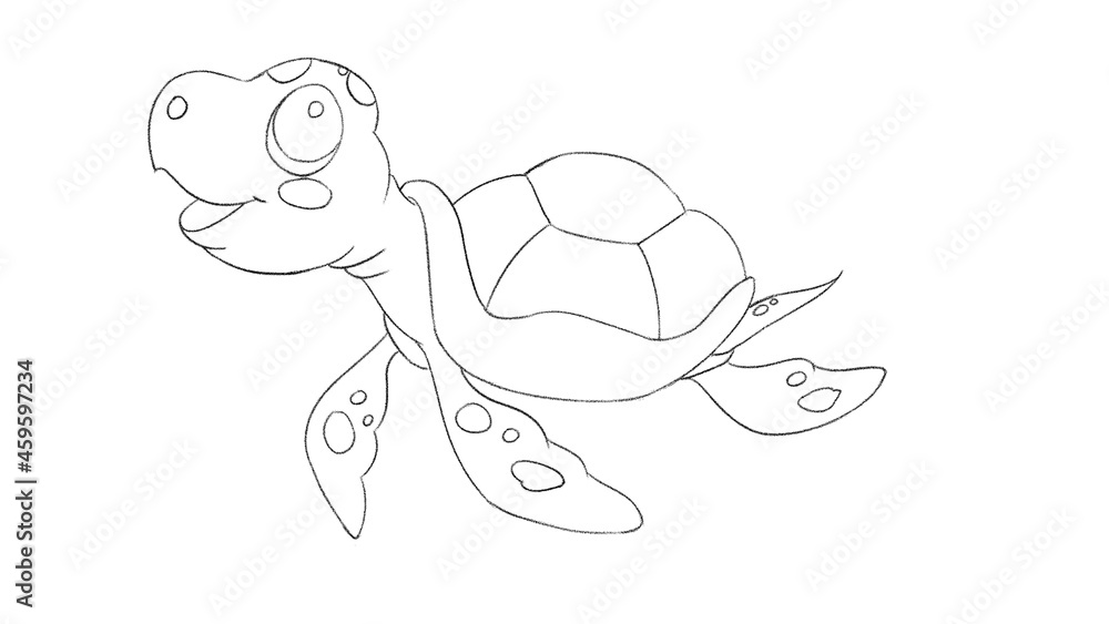Sea turtle Animal line drawing coloring templates for art class Stock ...