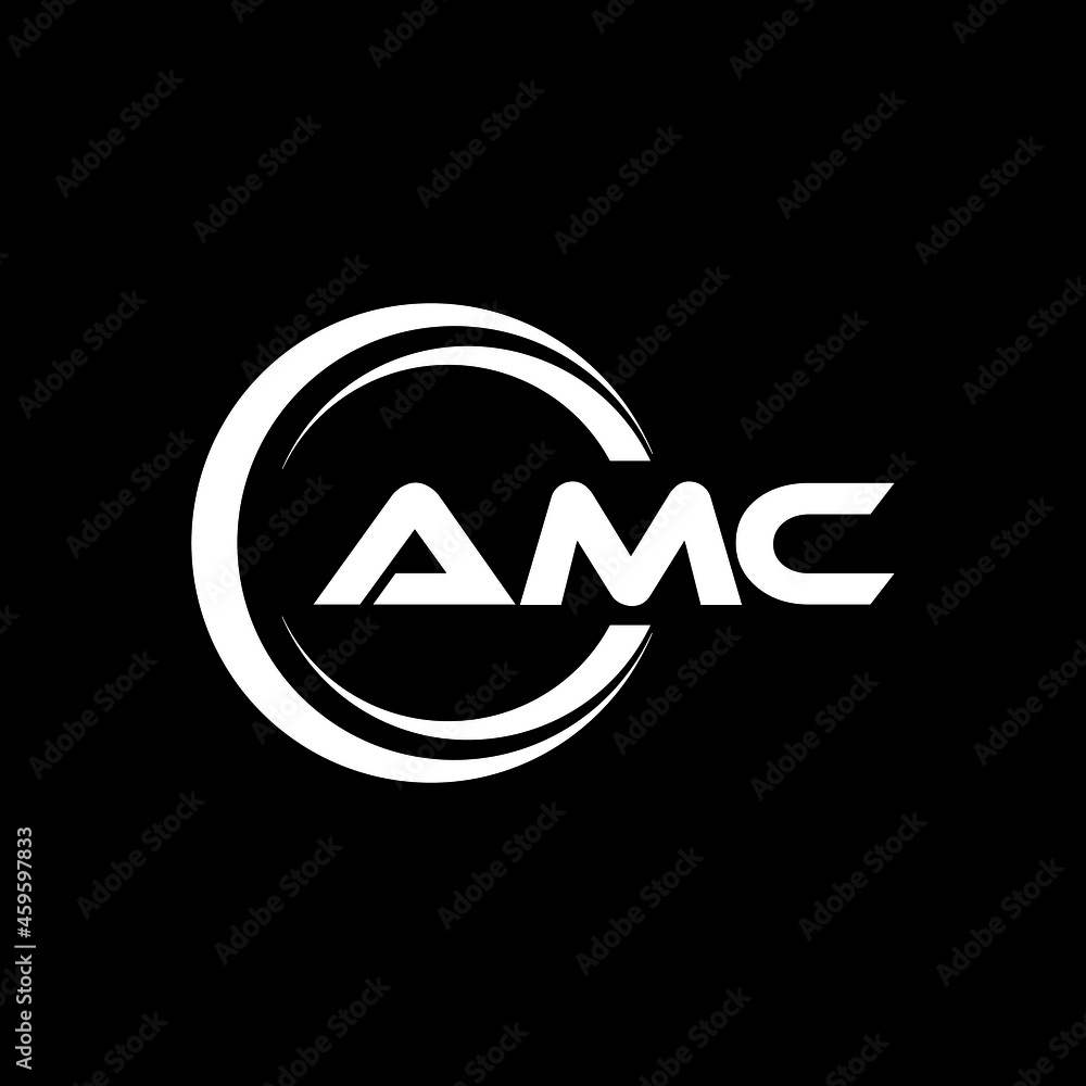 Vecteur Stock AMC letter logo design with black background in ...