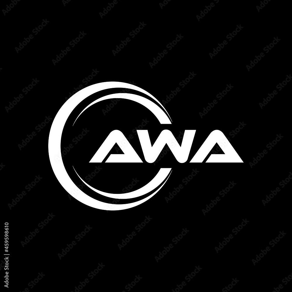 AWA letter logo design with black background in illustrator, vector ...