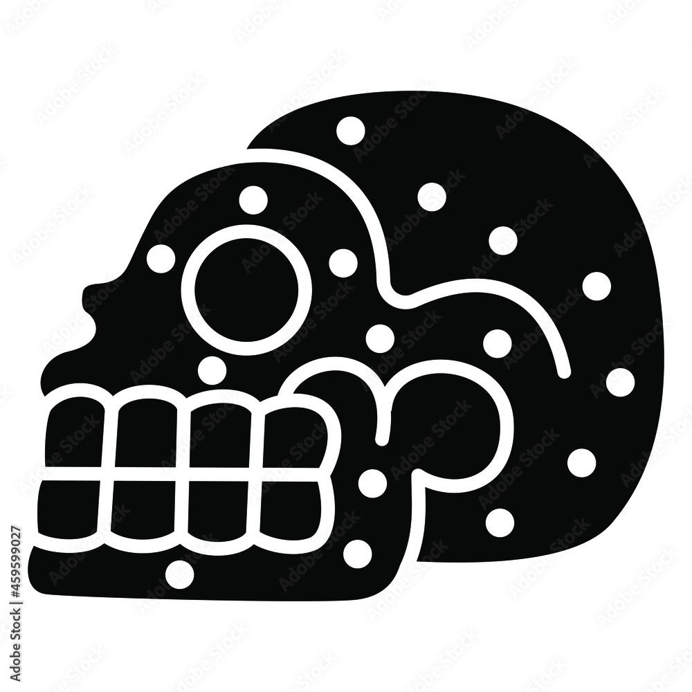 Stylized merry human skull. Native American art of Aztec Indians from ...