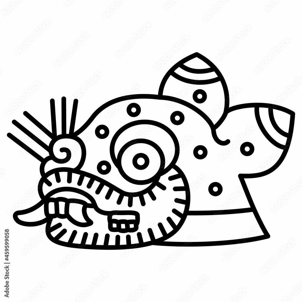 Stylized head of a jaguar. Native American art of Aztec Indians from ...