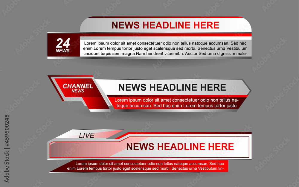 Set collection vector of Broadcast News Lower Thirds Template layout ...