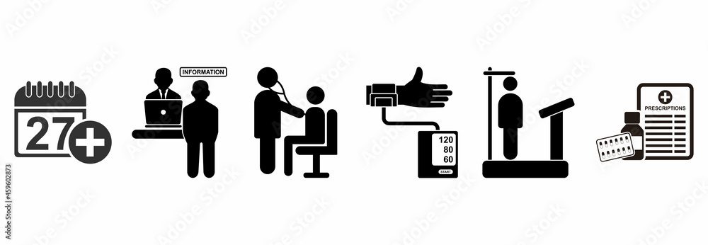 medical check up icon set, medical check up vector set sign symbol ...
