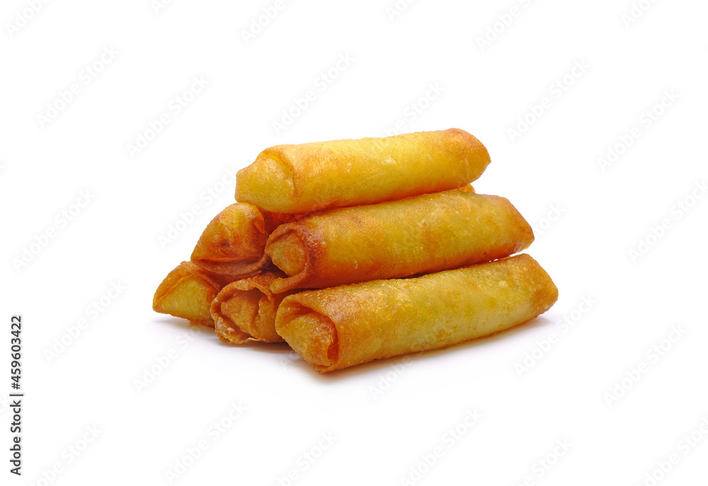 Spring rolls isolated on white background. Deep fried crispy spring ...