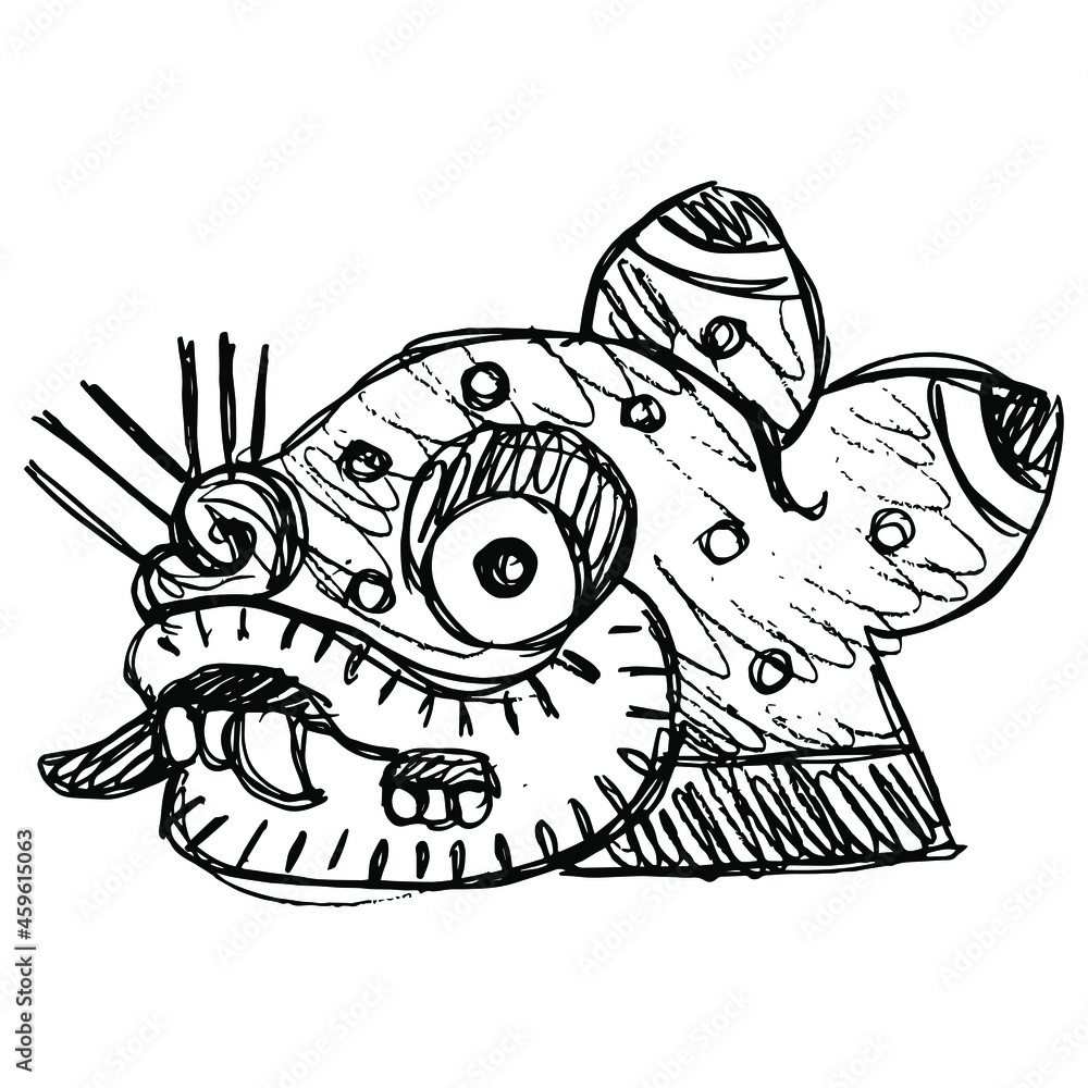 Stylized head of a jaguar. Native American art of Aztec Indians from ...