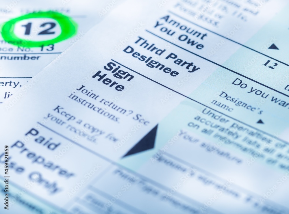 Tax Form Signature Line Stock Photo | Adobe Stock