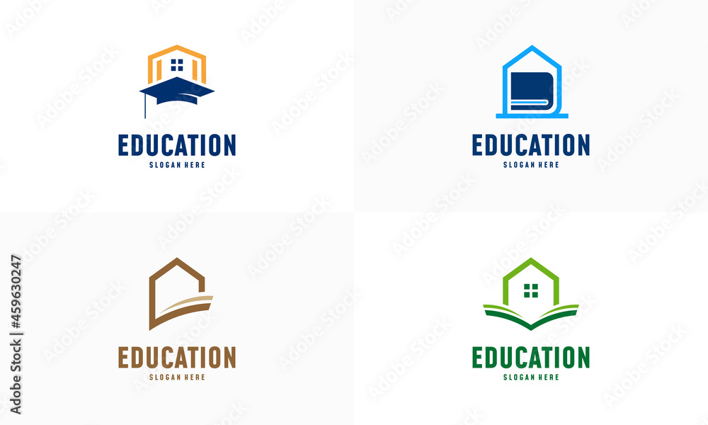 Set of Home Learning logo designs concept vector. Home Education logo ...
