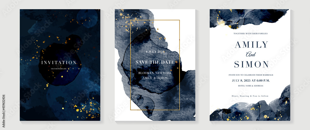 Star and moon themed wedding invitation vector template collection ...