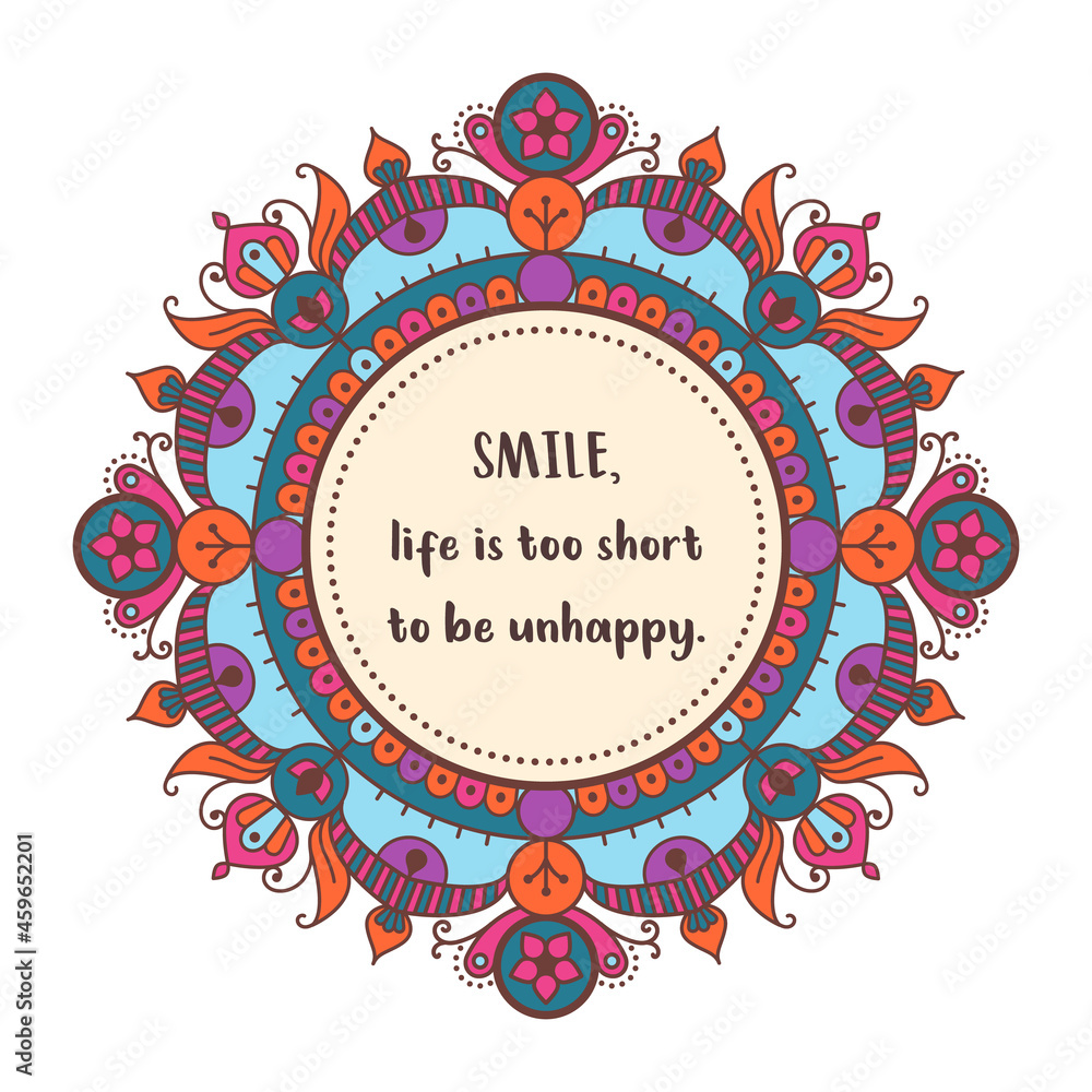 Colorful mandala with motivational quote Stock Vector | Adobe Stock
