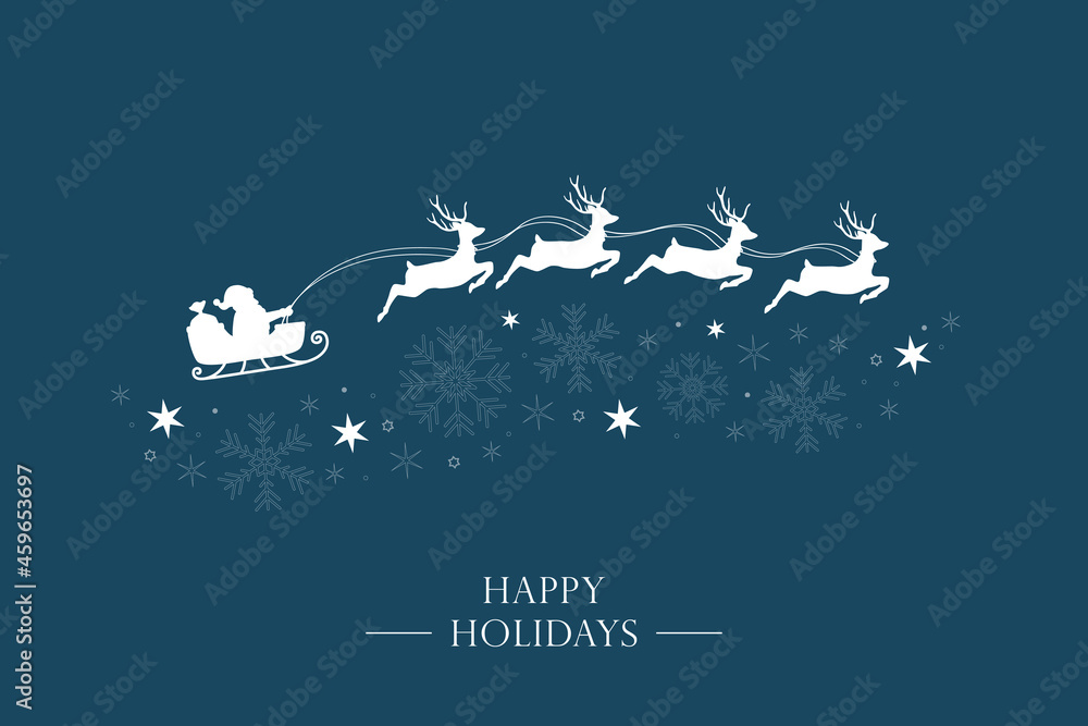 christmas banner santa claus in a sleigh with reindeer Stock Vector ...