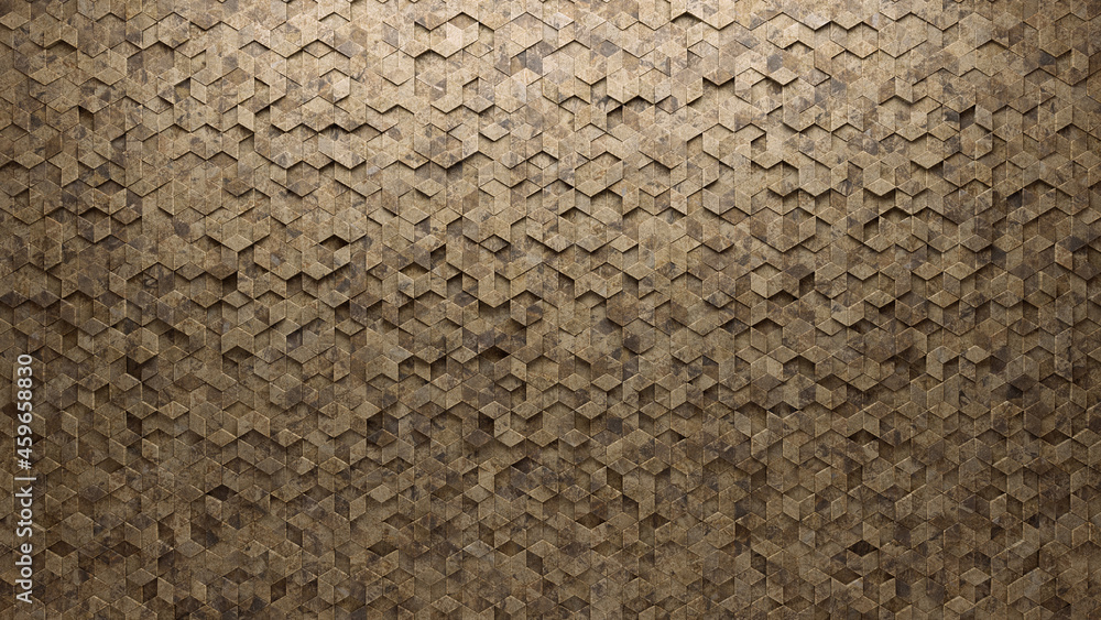 3D, Diamond Shaped Mosaic Tiles arranged in the shape of a wall ...