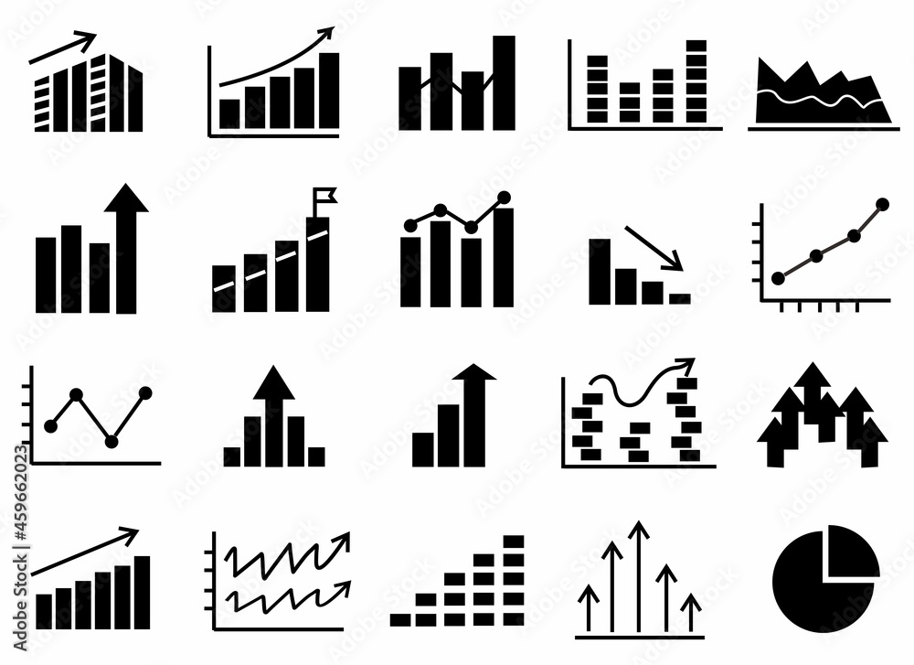 Statistics icons illustration, Chart and graphic diagram vector. on ...