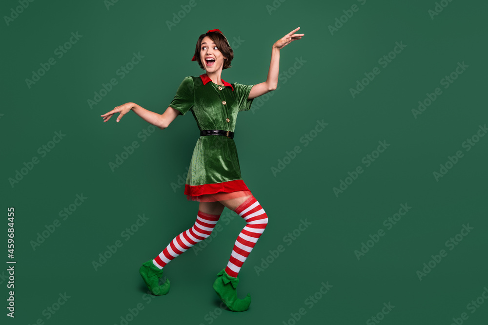 Full length body size view of attractive cheerful funny girl dancing ...