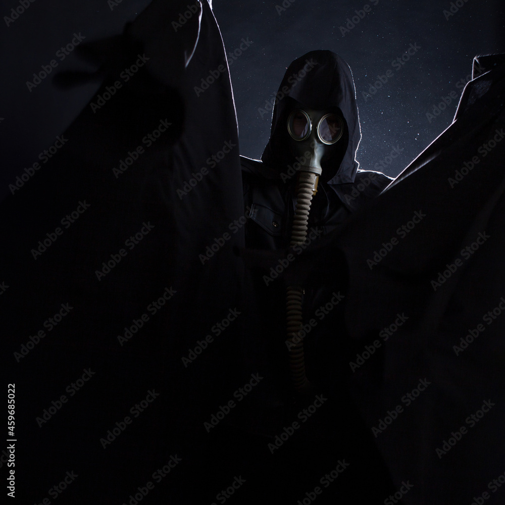 post-apocalyptic character, a scary story, a concept character in a gas ...