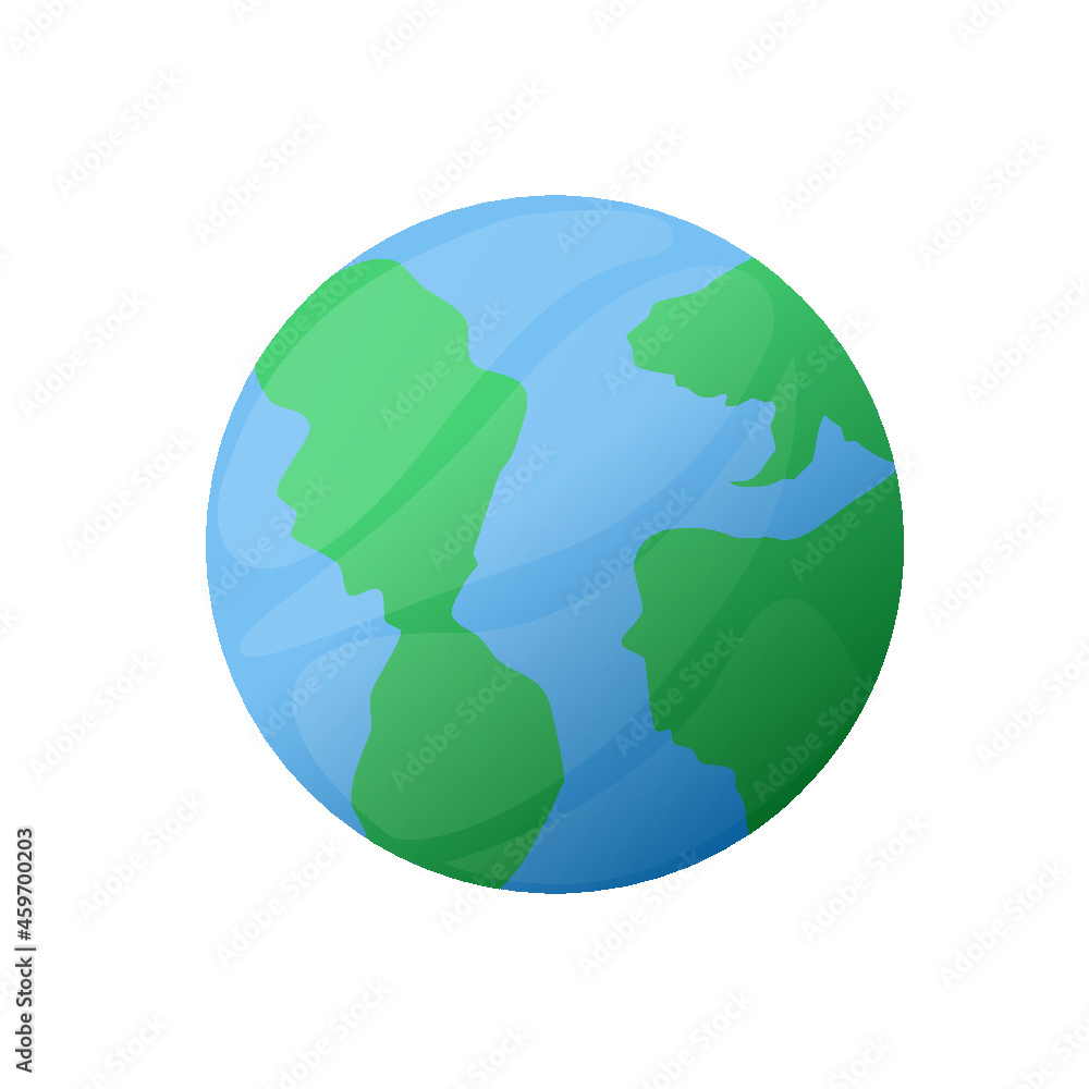 Vector planet Earth icon. Gradient colours, easy to recolour parts ...