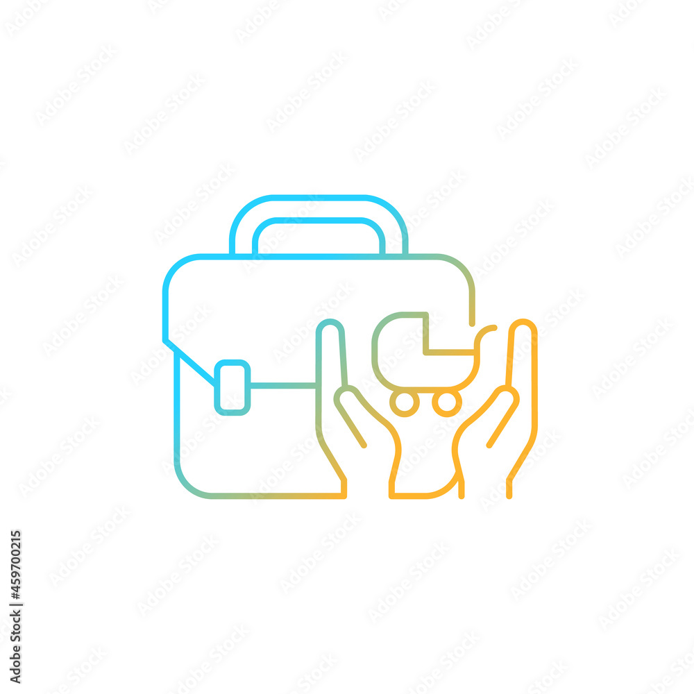 Child care assistance gradient linear vector icon. Family and work ...