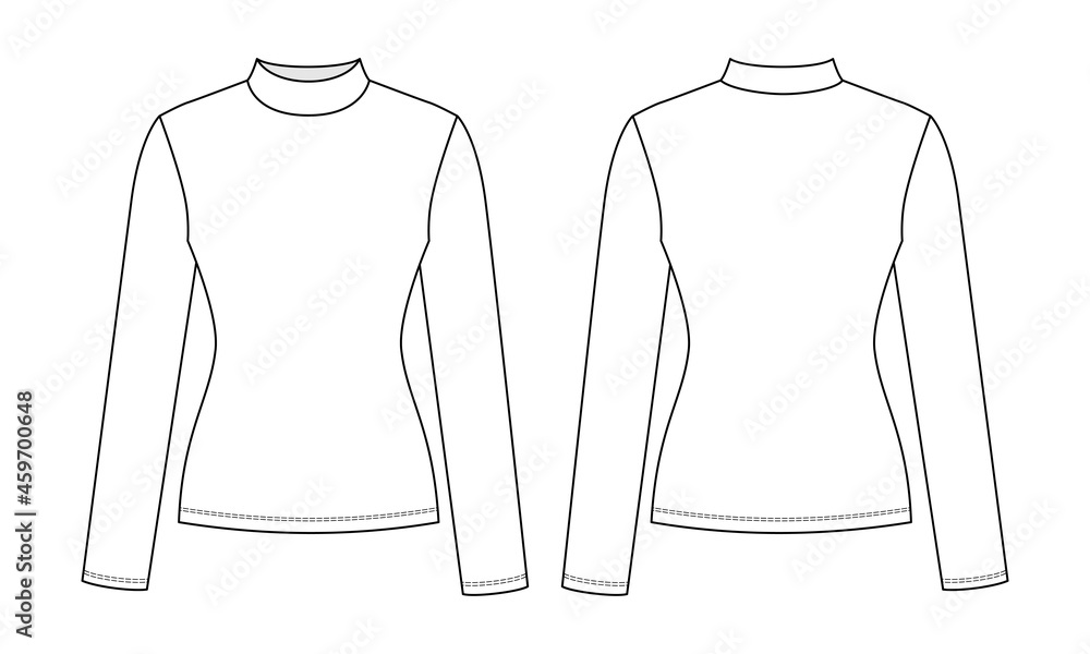 Fashion technical drawing of jersey turtleneck Stock Vector | Adobe Stock