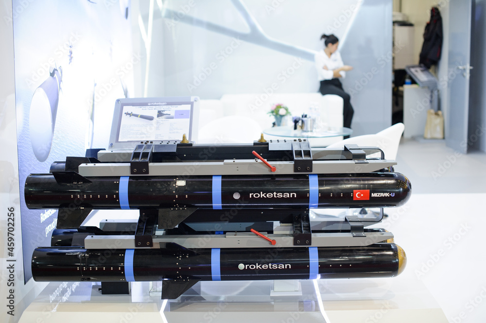 guided anti-tank and anti-aircraft missiles at the exhibition Stock ...