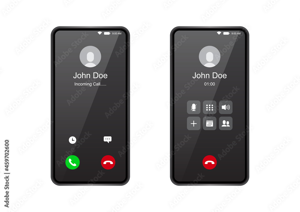 Poster Phone call screen, incoming call interface, vector illustration ...