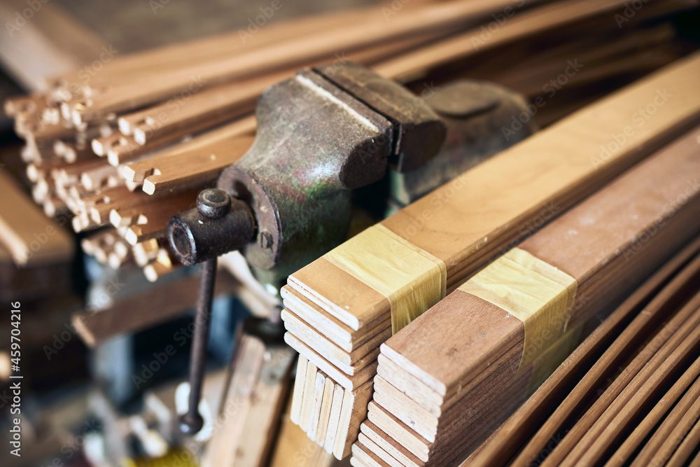 Handyman's miscellaneous wood and tools for fixing furniture and ...