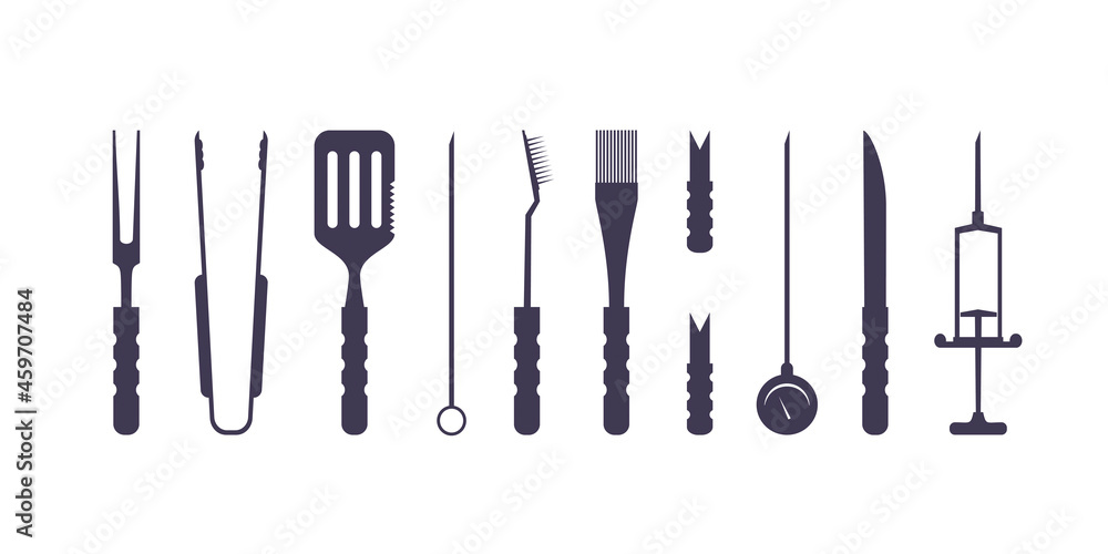 SVG. BBQ, grill, barbecue accessories, utensils, tools, equipment ...