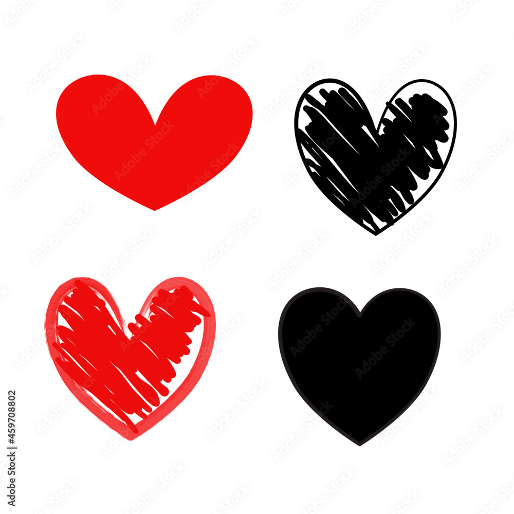 Red heart set. Isolated. Love heart collection vector illustration ...