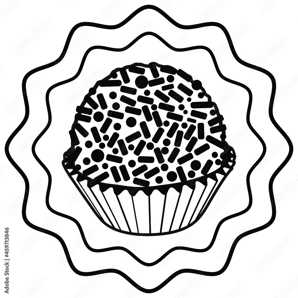 Vetor de Brigadeiro icon. black and white vector illustration of ...