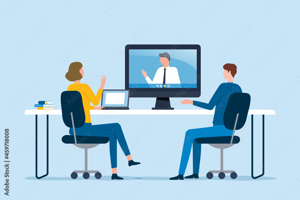 Group business team video conference meeting online concept. flat ...